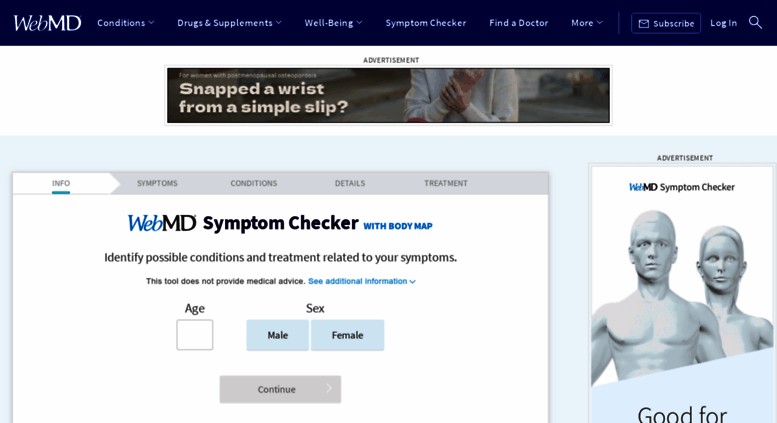 Access symptom.webmd.com. Symptom Checker from WebMD. Check Your ...