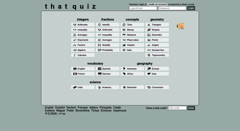 Access thatquiz.org. ThatQuiz