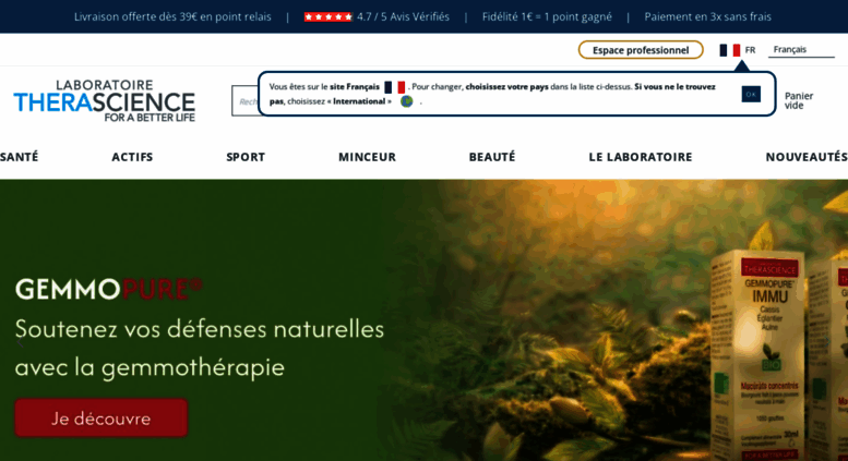 Access therascience.com. Laboratoire Therascience