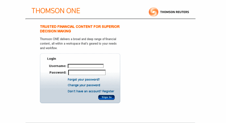 Access thomsonone.com. Thomson One