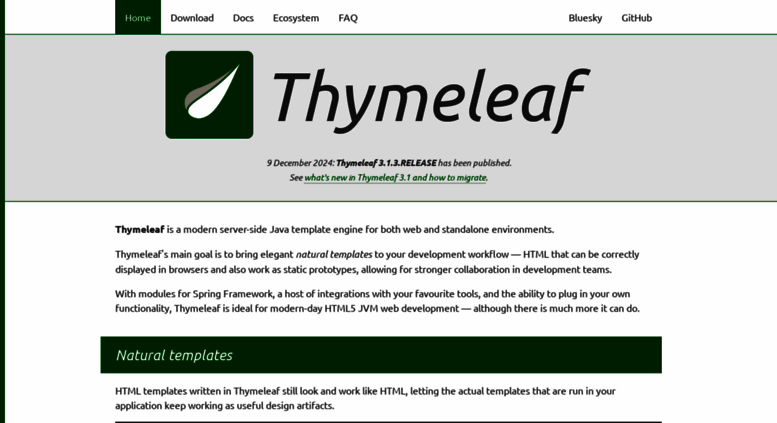 Access thymeleaf.org. Thymeleaf