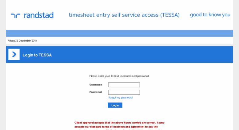 Access timesheets.randstad.com.au. Timesheet Entry Self Service Access ...