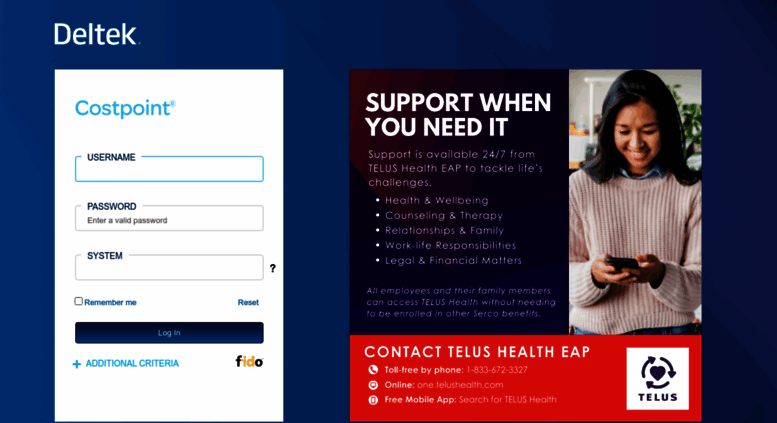 Access timesheets.serco-na.com. Deltek Time & Expense - Login