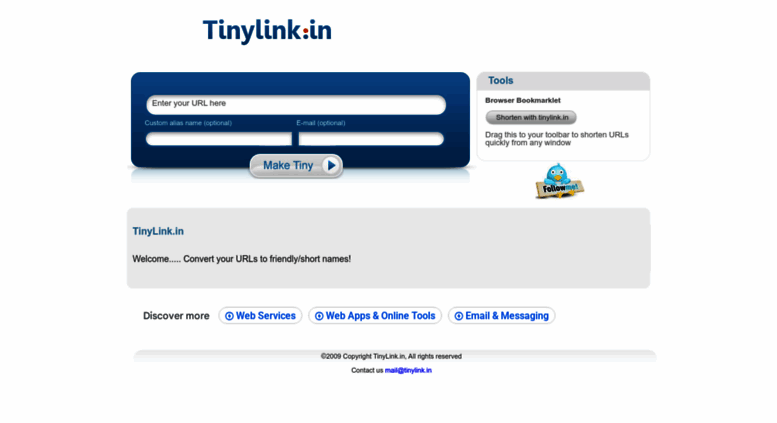Access tinylink.in. TinyLink.in - Convert your URLs to tiny/friendly name