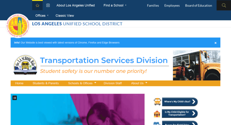 Access transportation.lausd.net. Transportation / Transportation Home