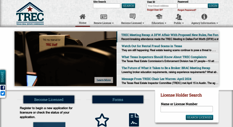 Access trec.texas.gov. Welcome to TREC