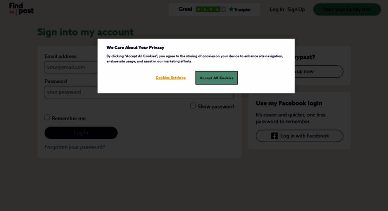 Access tree.findmypast.co.uk. Log into your account | findmypast.co.uk