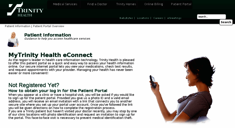 Access trinityhealthnd.iqhealth.com. Patient Portal - Trinity Health