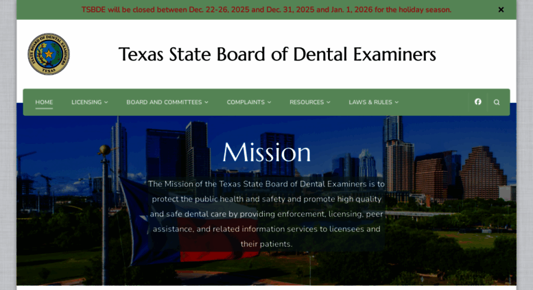 Access tsbde.texas.gov. Texas State Board of Dental Examiners
