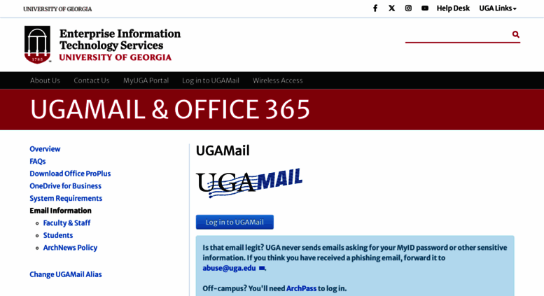 Access ugamail.uga.edu. UGAMail & Office 365 | Enterprise Information ...