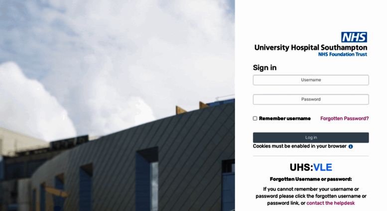 Access uhs-vle.co.uk. University Hospital Southampton: Log in to the site