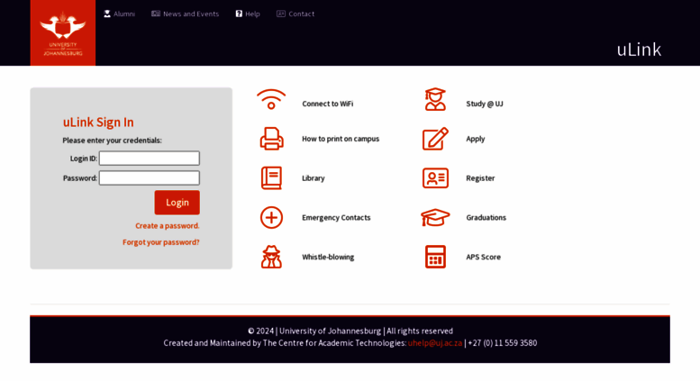 Access ulink.uj.ac.za.