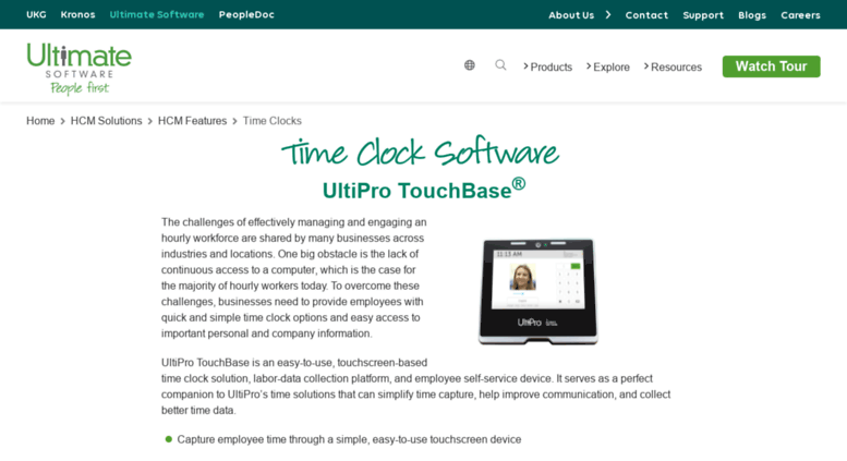 Access ultiprotime.com. Employee Time Clock Software | UltiPro TouchBase®
