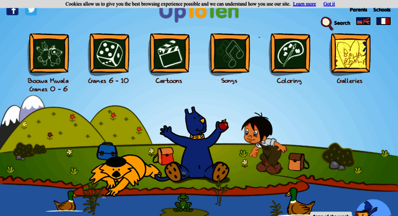 Access uptoten.com. UpToTen - the fun place to learn online