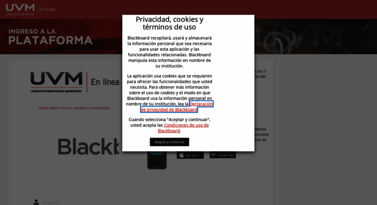 Access uvmonline.blackboard.com. Ingreso a Blackboard - UVM Online