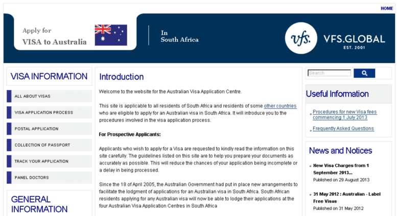 Access vfs-au.co.za. Australia Visa Information South Africa - Home