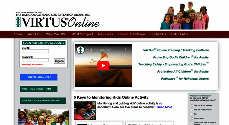 Access virtus.org. VIRTUS® Online