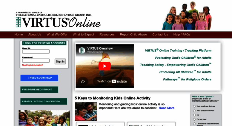 Access virtusonline.org. VIRTUS® Online