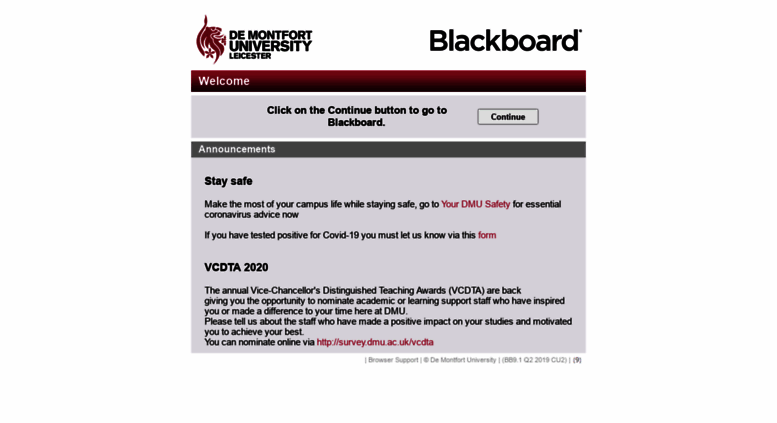 Access vle.dmu.ac.uk. Blackboard@DMU – Blackboard Learn