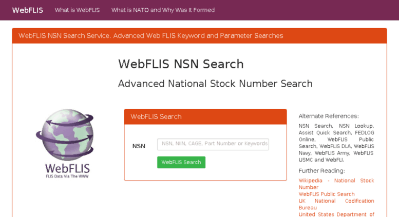 Access webflis.info. WebFLIS NSN Search