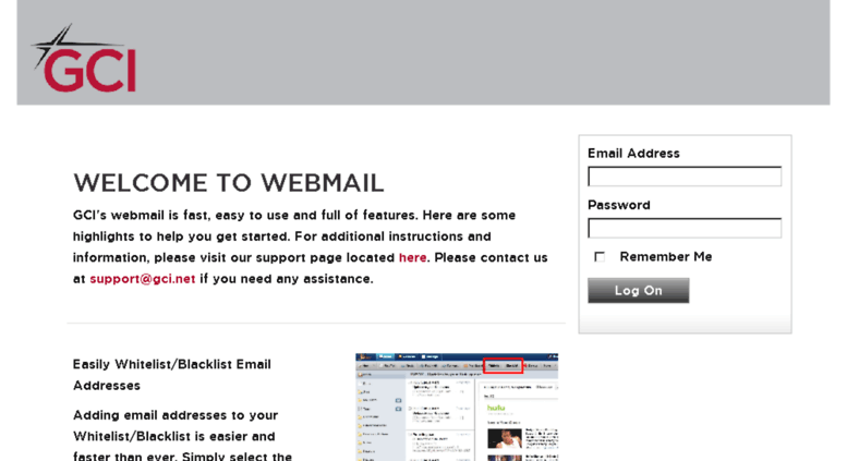 Access webmail.gci.net.