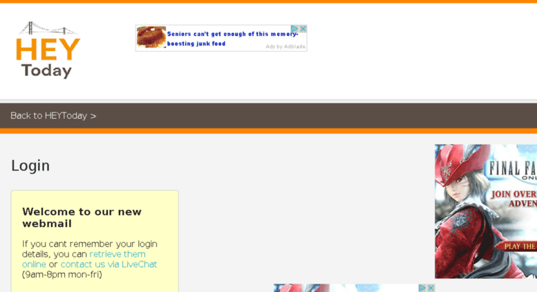 Access webmail.heytoday.co.uk. KCOM Webmail - Login Page