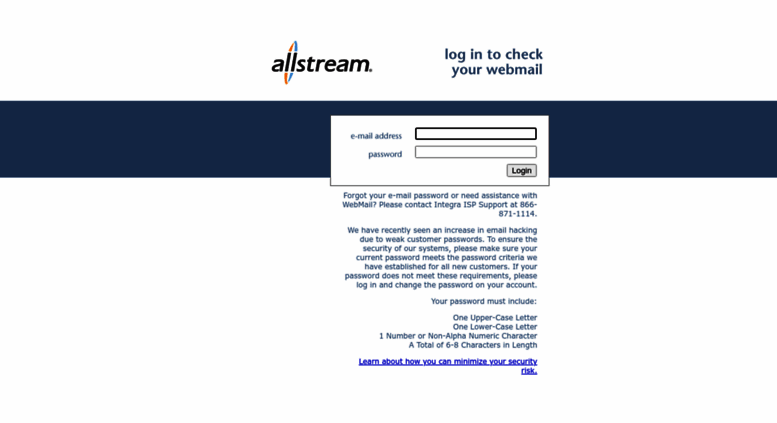 Access webmail.integra.net. Integra - Login