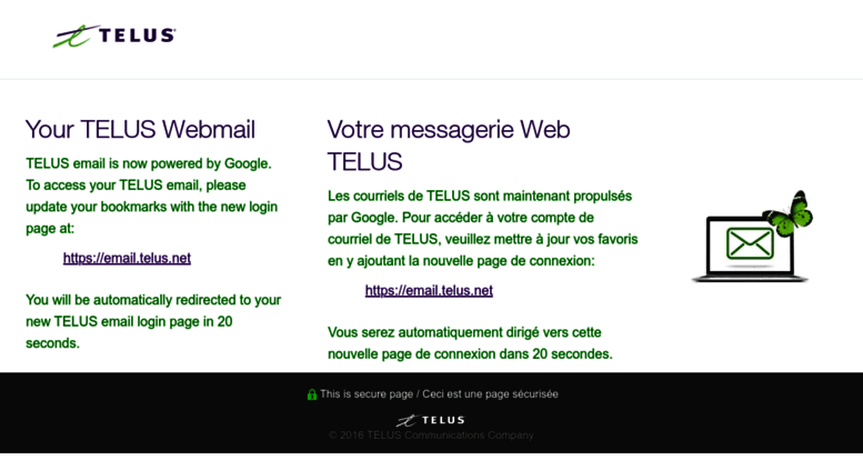 Access webmail.telus.net. webmail.telus.net