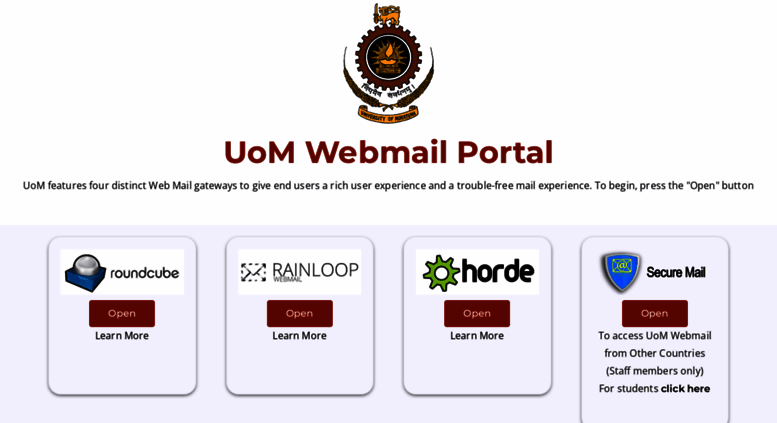 Access webmail.uom.lk. UoM Webmail