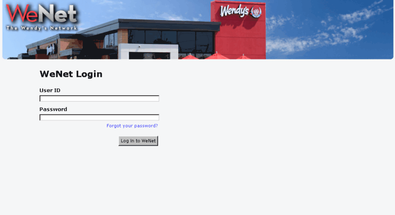 Access wenet.wendys.com. Login Page