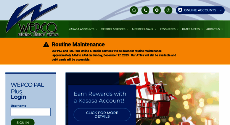 Access wepcofcu.com. WEPCO Federal Credit Union