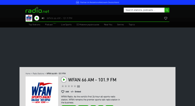Access wfan.radio.net. WFAN 66 AM - 101.9 FM radio stream - Listen ...