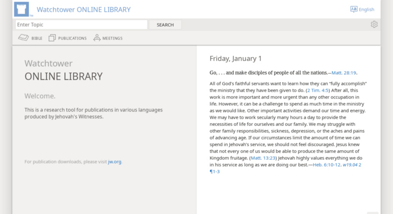 Access wol.jw.org. Watchtower ONLINE LIBRARY