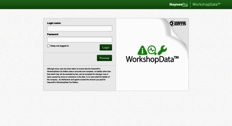 Access workshopdata.com. HaynesPro WorkshopData Car Edition