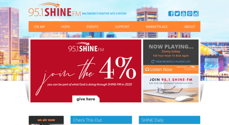 Access wrbs.com. 95.1 SHINE FM