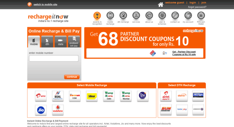 Access wwwb.rechargeitnow.com. FREE Online Recharge: Mobile, DTH, Data ...