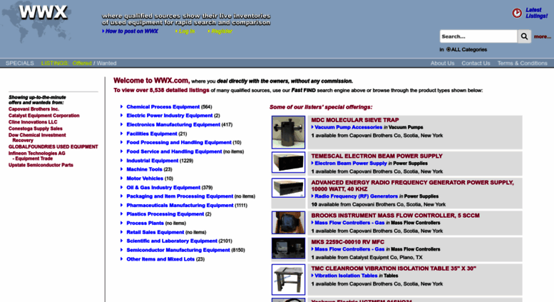 Access wwx.com. WWX - Used equipment and surplus equipment