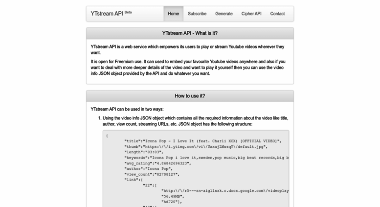 Access ytapi.gitnol.com. YTstream API - Stream or Play Youtube Videos ...